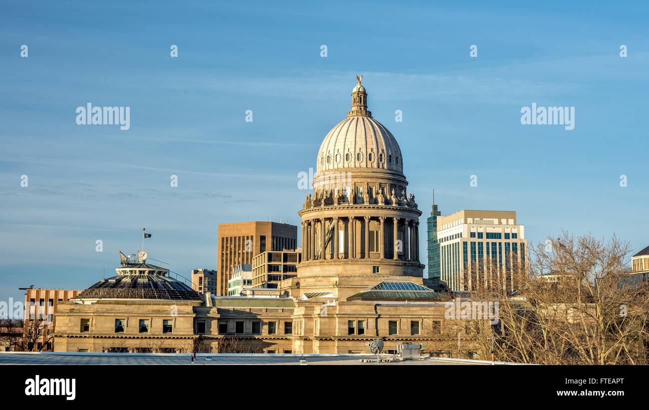 Unique view of Boise Idaho capital building and famous buildings Stock ...