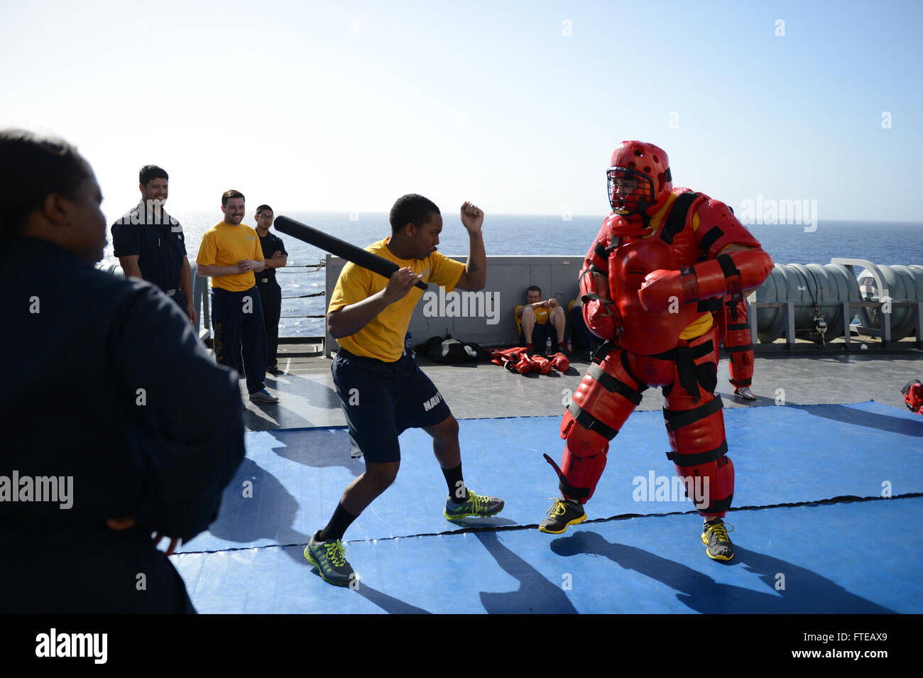 The USS Mesa Verde (LPD 19) conducts force protection training ...