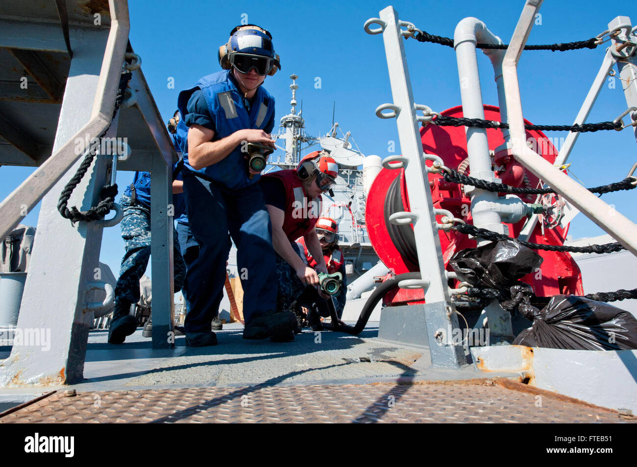 Flight deck aircraft fire drill hi-res stock photography and images - Alamy