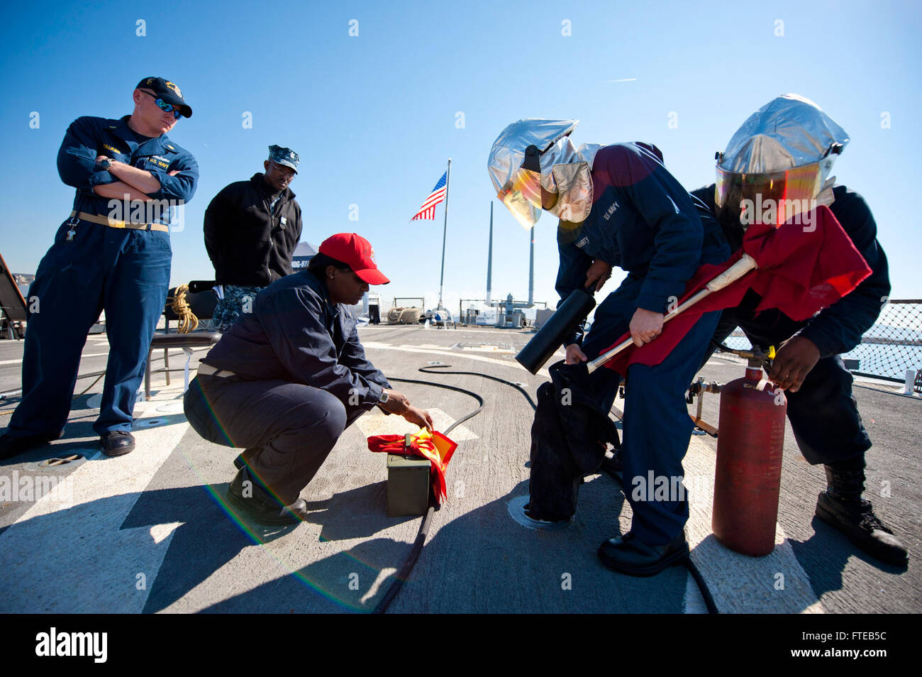 Flight deck aircraft fire drill hi-res stock photography and images - Alamy