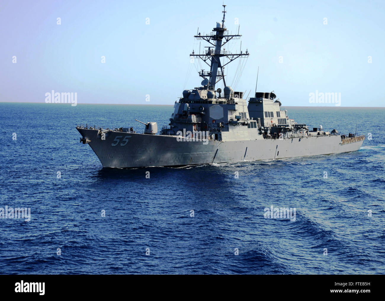 The guided-missile destroyers USS Stout (DDG 55) and USS Ramage (DDG 61 ...