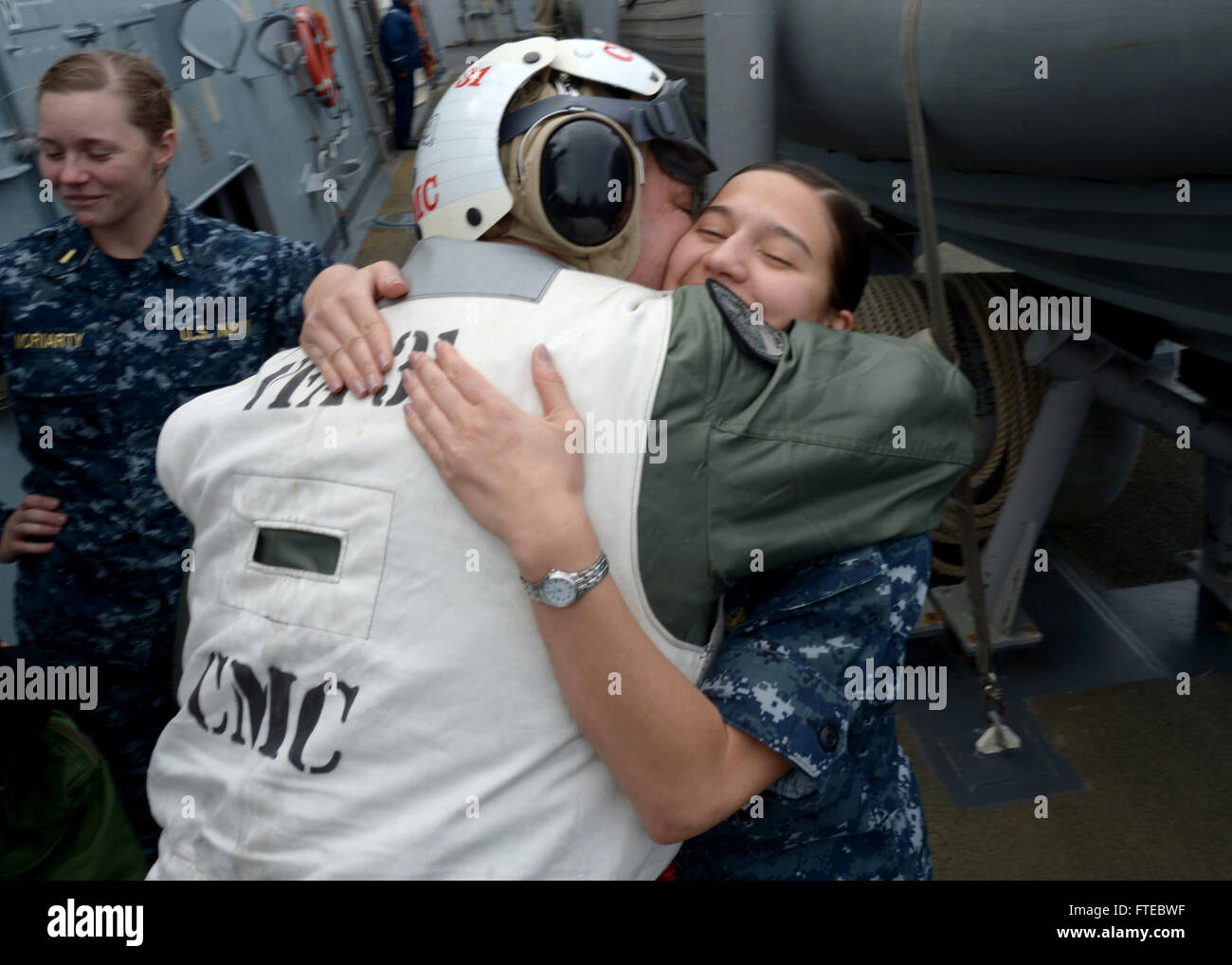 Lt. j.g. Leah M. Fontenot, aboard the USS Ramage (DDG 61), shares an ...