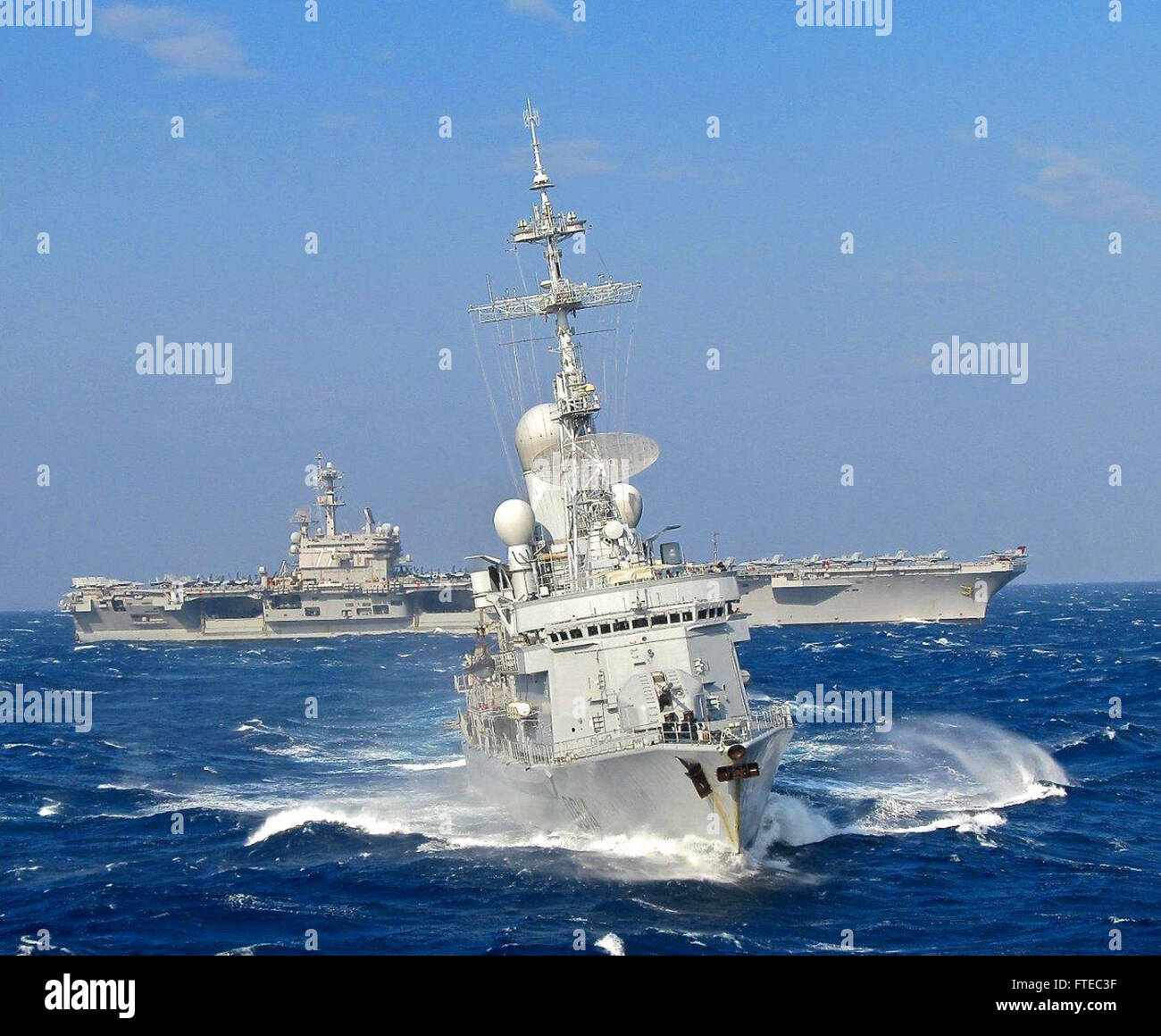 The French frigate FS Cassard (D614) is seen breaking away from the USS ...