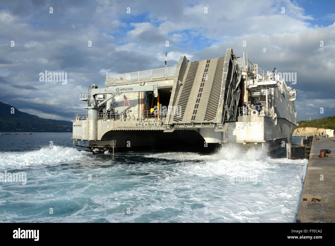 The USNS Spearhead, a joint high-speed vessel of the U.S. Navy, arrives ...