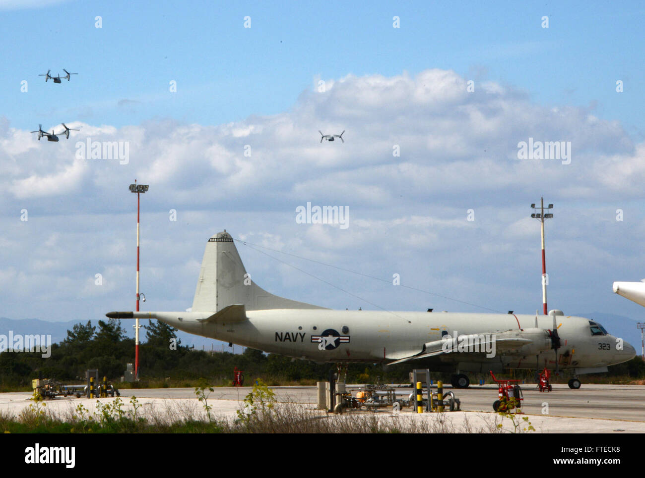 MV-22 Ospreys from Marine Medium Tiltrotor Squadron (VMM) 162 perform ...