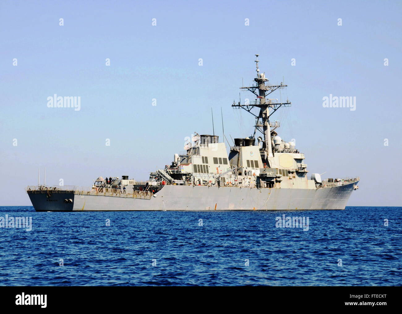 USS Ramage (DDG 61), a guided-missile destroyer, operates in the ...