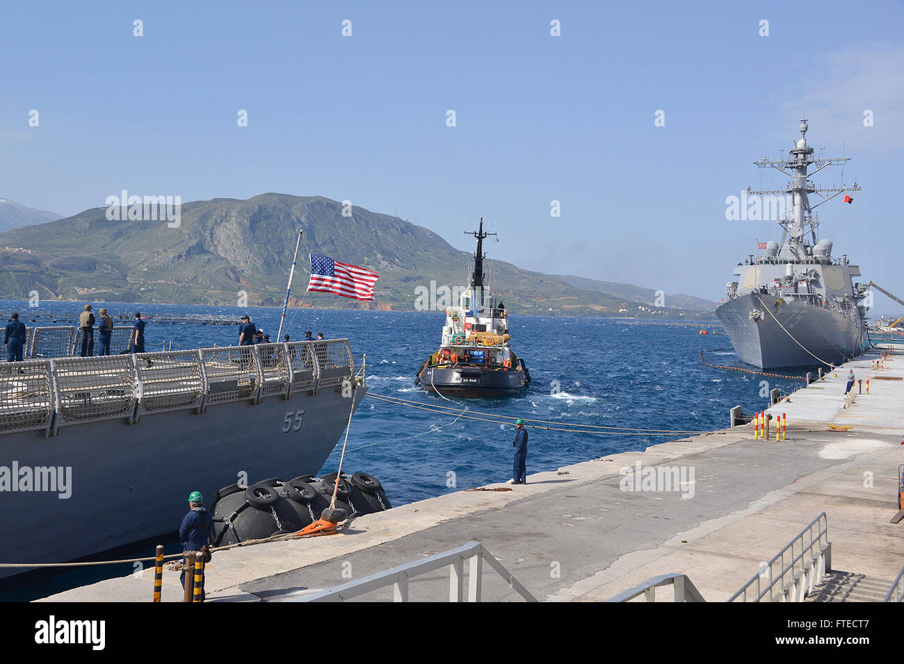 This photo shows sailors aboard the USS Elrod (FFG 55), a guided ...