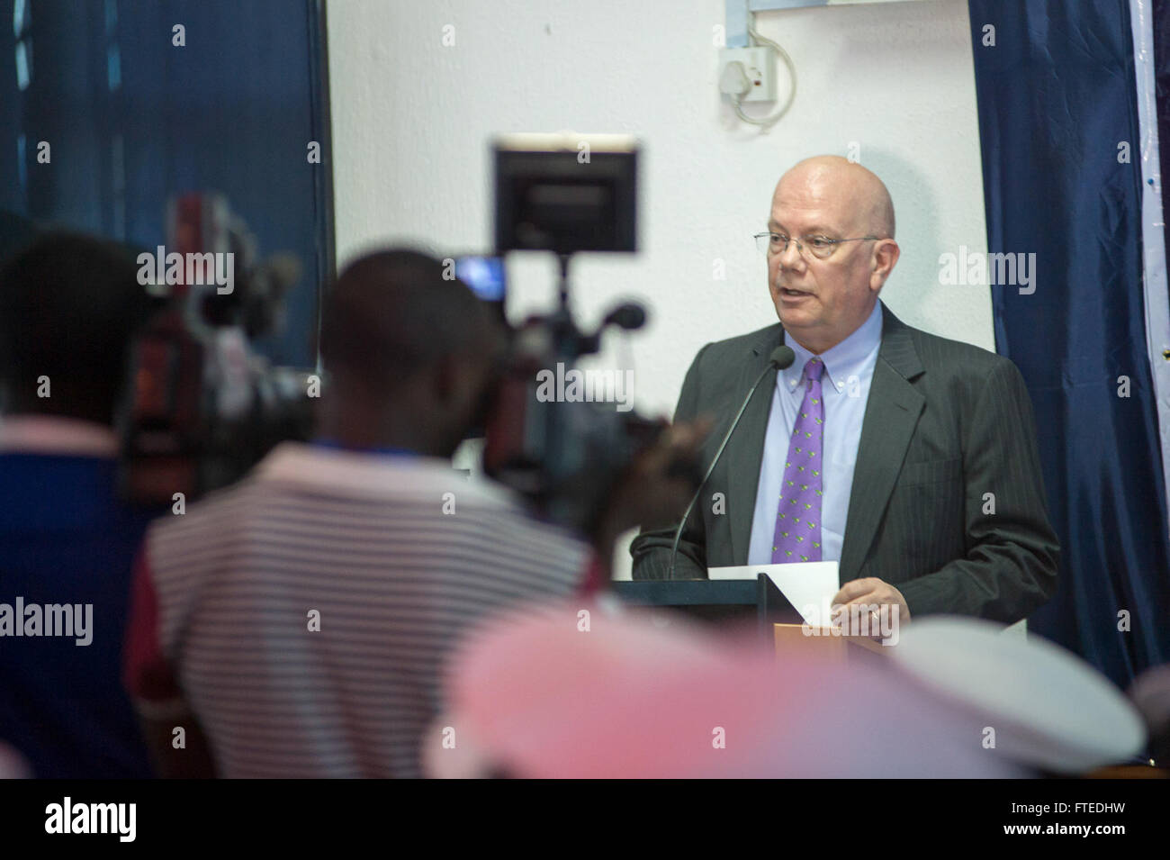 U.S. Ambassador James Entwistle delivers remarks at the Obangame ...