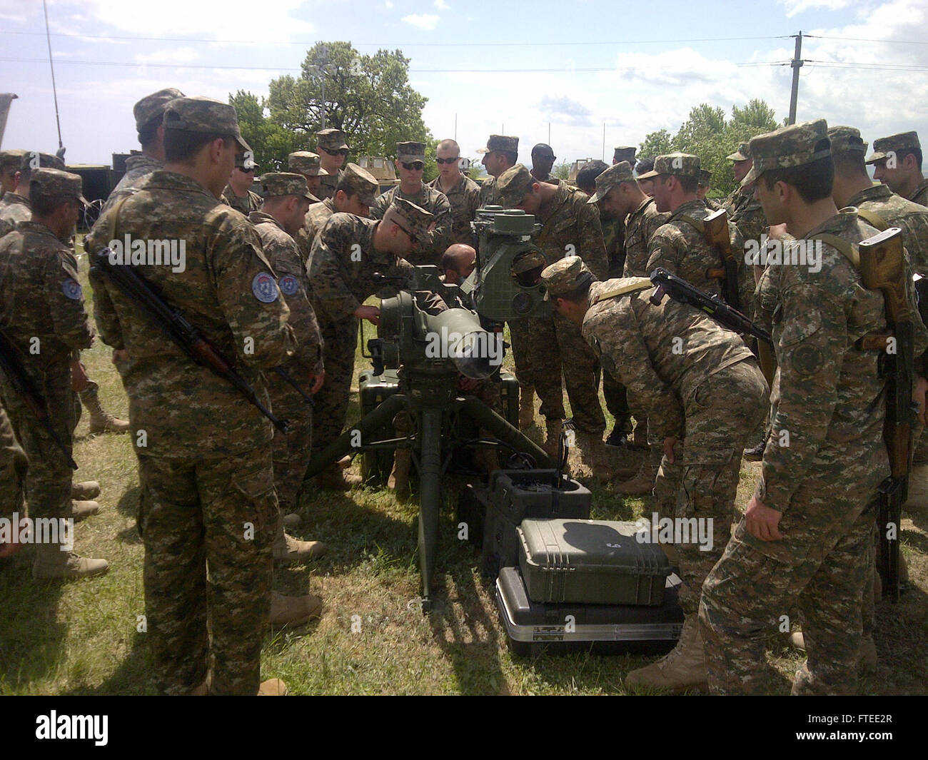 In the Babadag Training Area, Romania, U.S. Marines conduct static ...