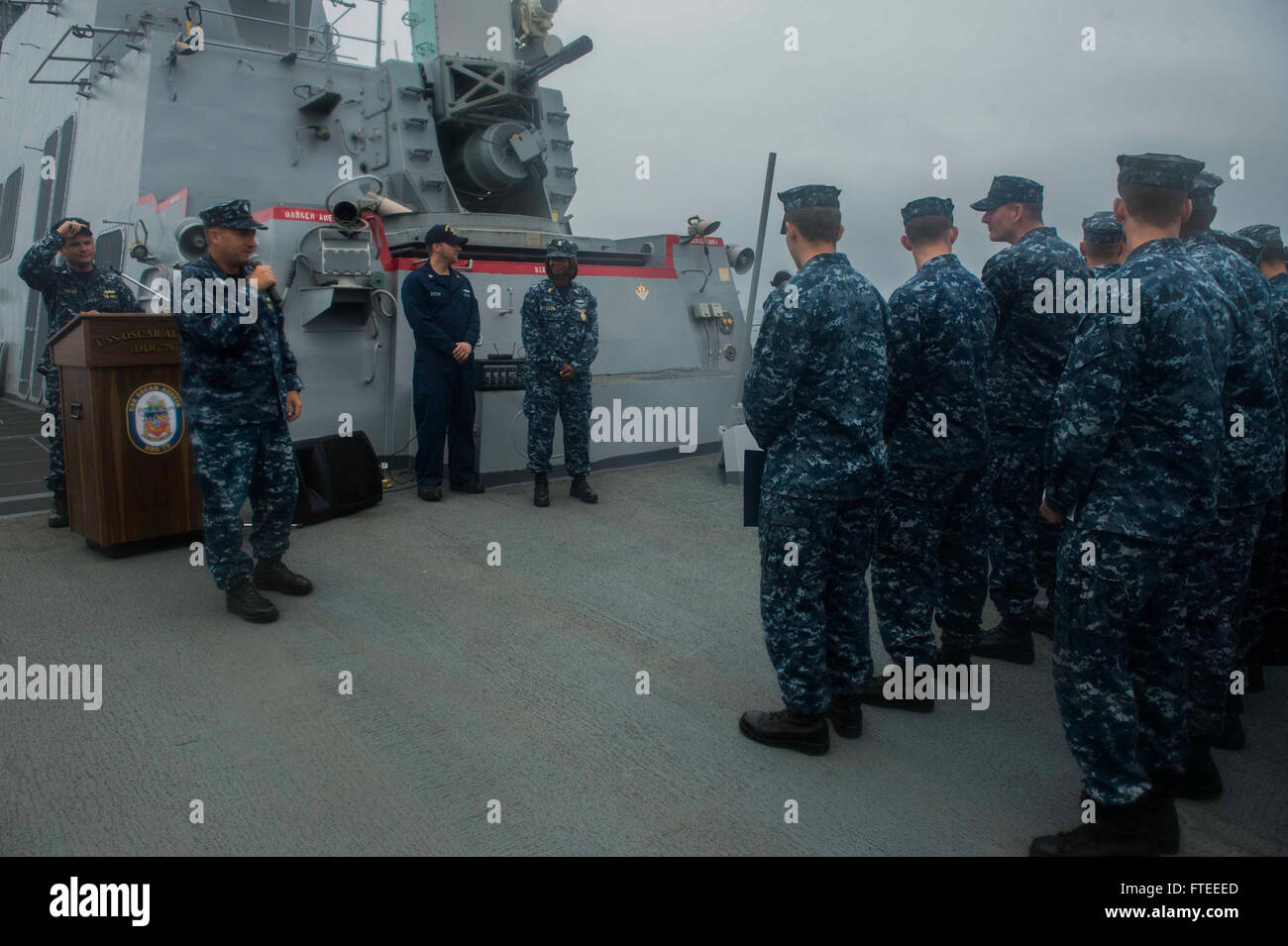 Cmdr. Brian Diebold, commanding officer of USS Oscar Austin (DDG 79 ...