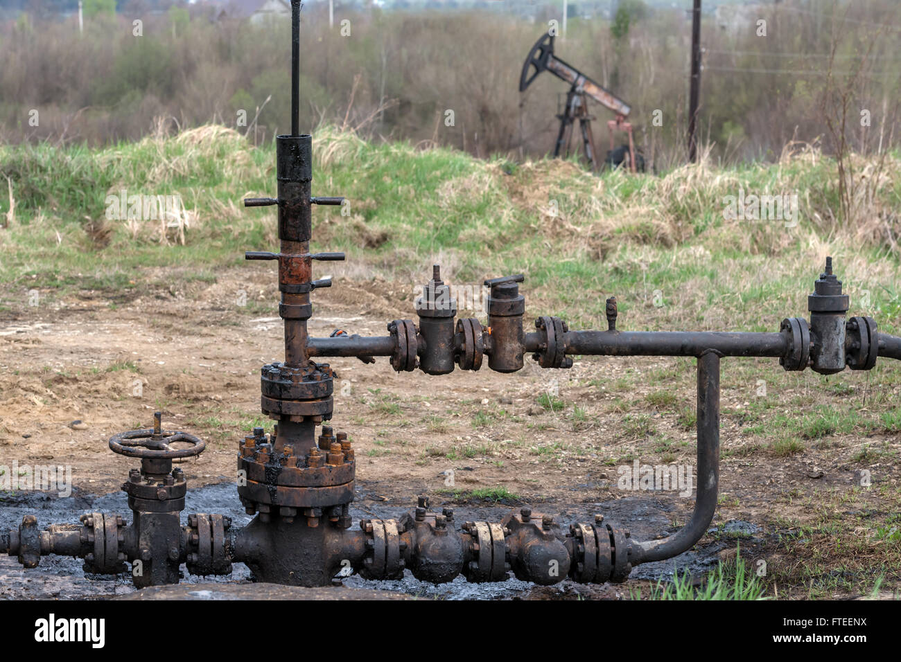 rusty oil pipes outdoor closeup Stock Photo - Alamy