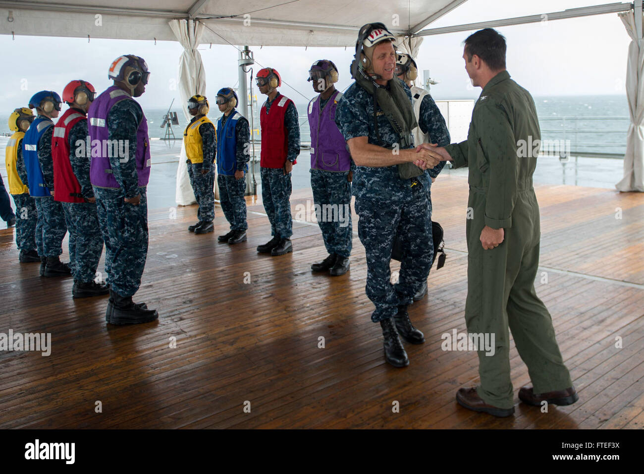 Vice Adm. Philip S. Davidson, commander of U.S. 6th Fleet, is welcomed ...