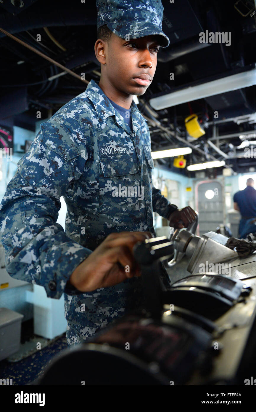 Seaman Joshua Cooleyepps, aboard the USS Nitze (DDG 94) in the Indian ...