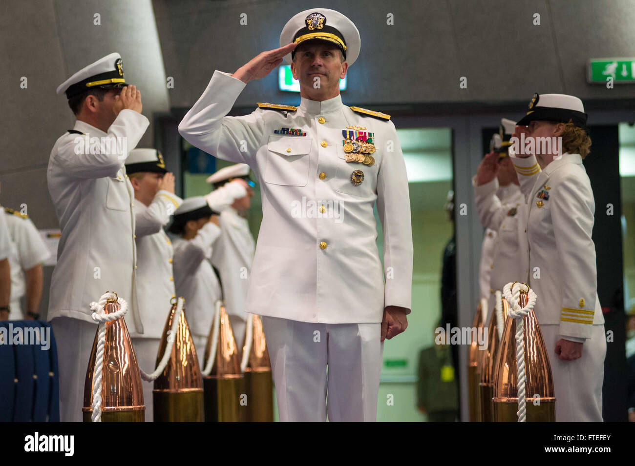 On July 22, 2014, in Lago Patria, Italy, U.S. Navy officials, including ...