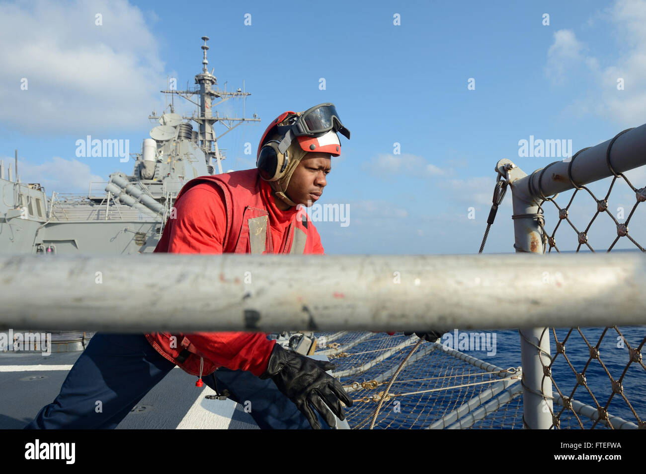 Hull Technician Fireman Marc Beatty aboard the USS Ross (DDG 71 ...