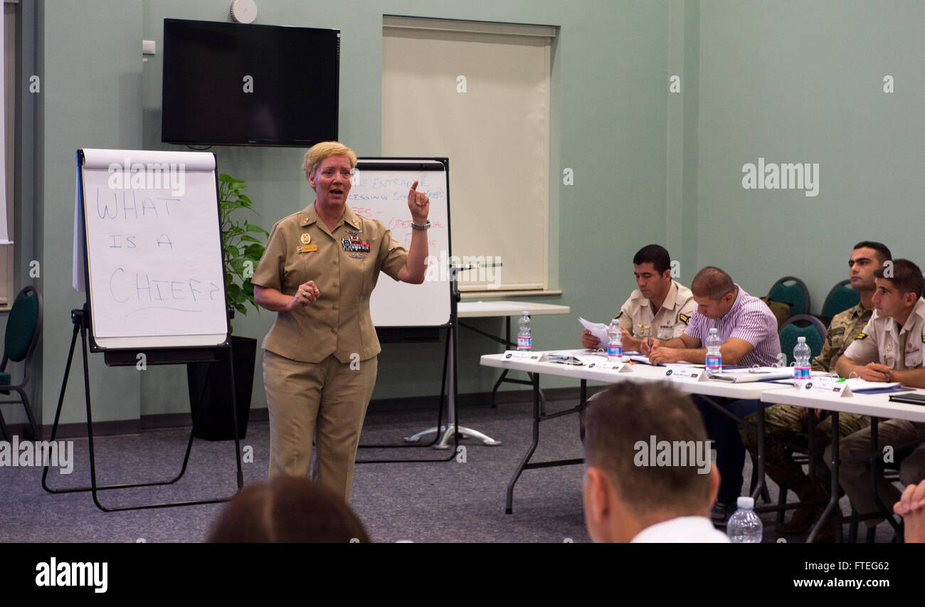 Fleet Master Chief JoAnn M. Ortloff speaks with noncommissioned ...