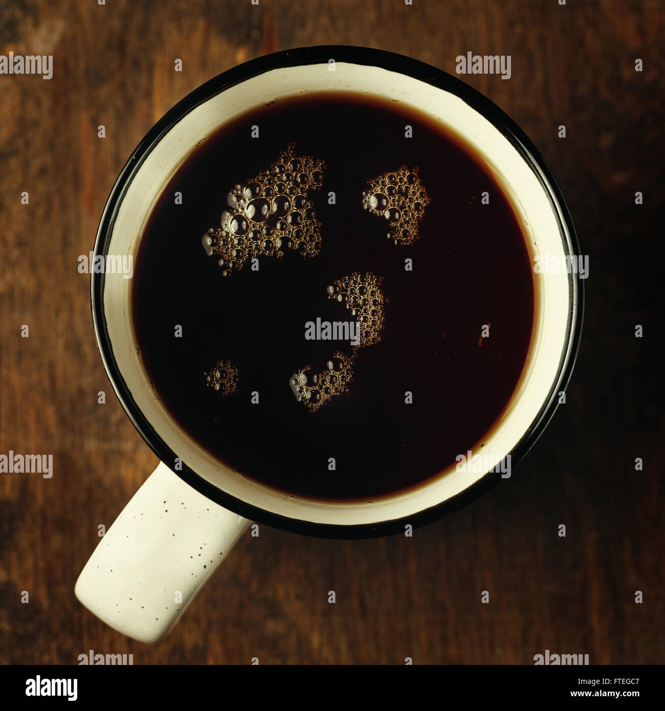 Big Cup of Tea on Wooden Table. Top View. Selective Focus. Image Toned ...