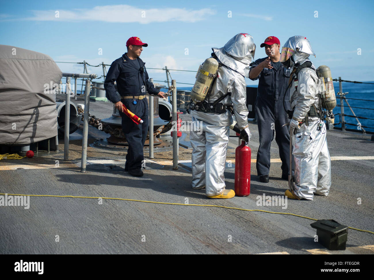 This image captures a damage control training session aboard the USS ...