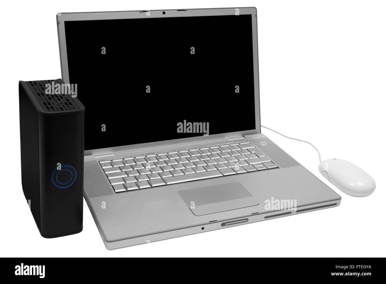 notebook and an external hard drive on a white background Stock Photo ...