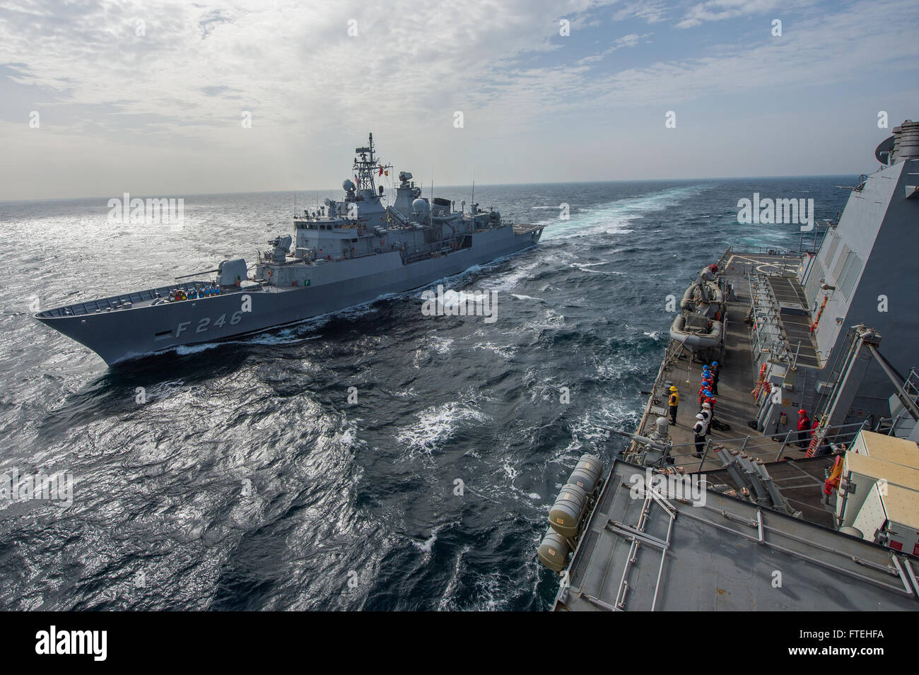 The TCG Salihreis (F 246), a Barbaros-class frigate of the Turkish navy ...