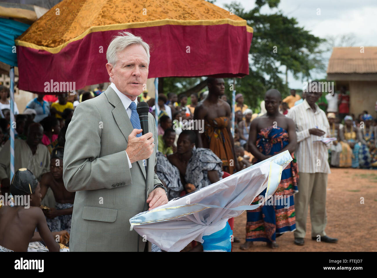 Secretary of the Navy Ray Mabus visits Grumesa, Ghana, where he speaks ...