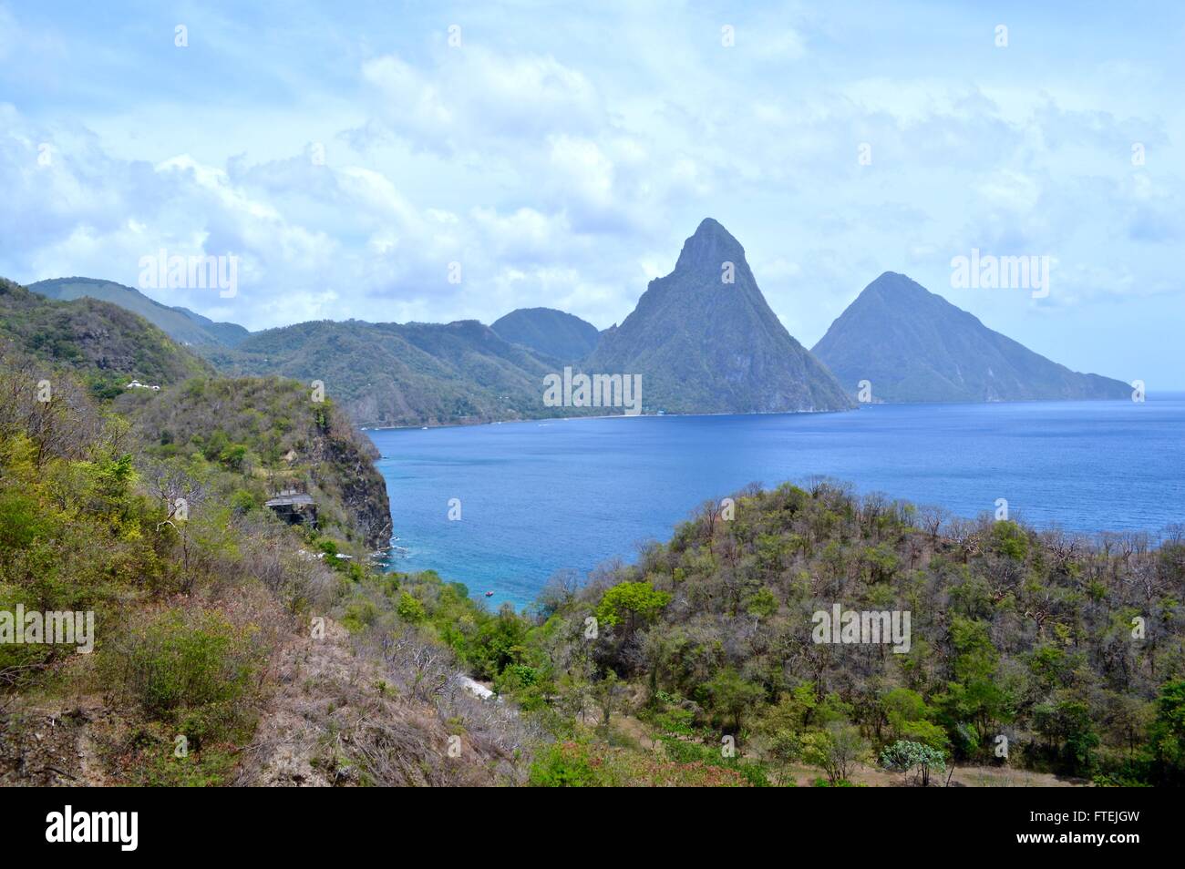 Beautiful view of the Grand Piton of Saint Lucia, a lush Caribbean ...