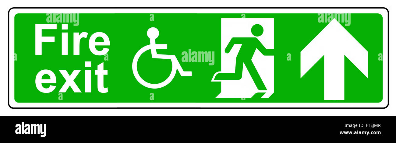Fire exit wheelchair access up keep clear of obstructions sign Stock ...