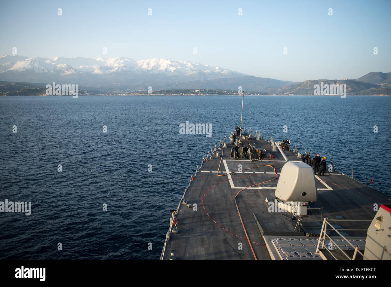 The USS Donald Cook (DDG 75), an Arleigh Burke-class destroyer, anchors ...