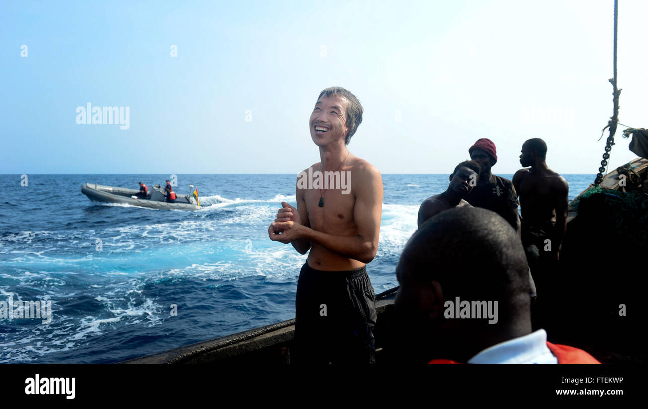 ATLANTIC OCEAN (Feb. 10, 2015) A Chinese fisherman interacts with ...