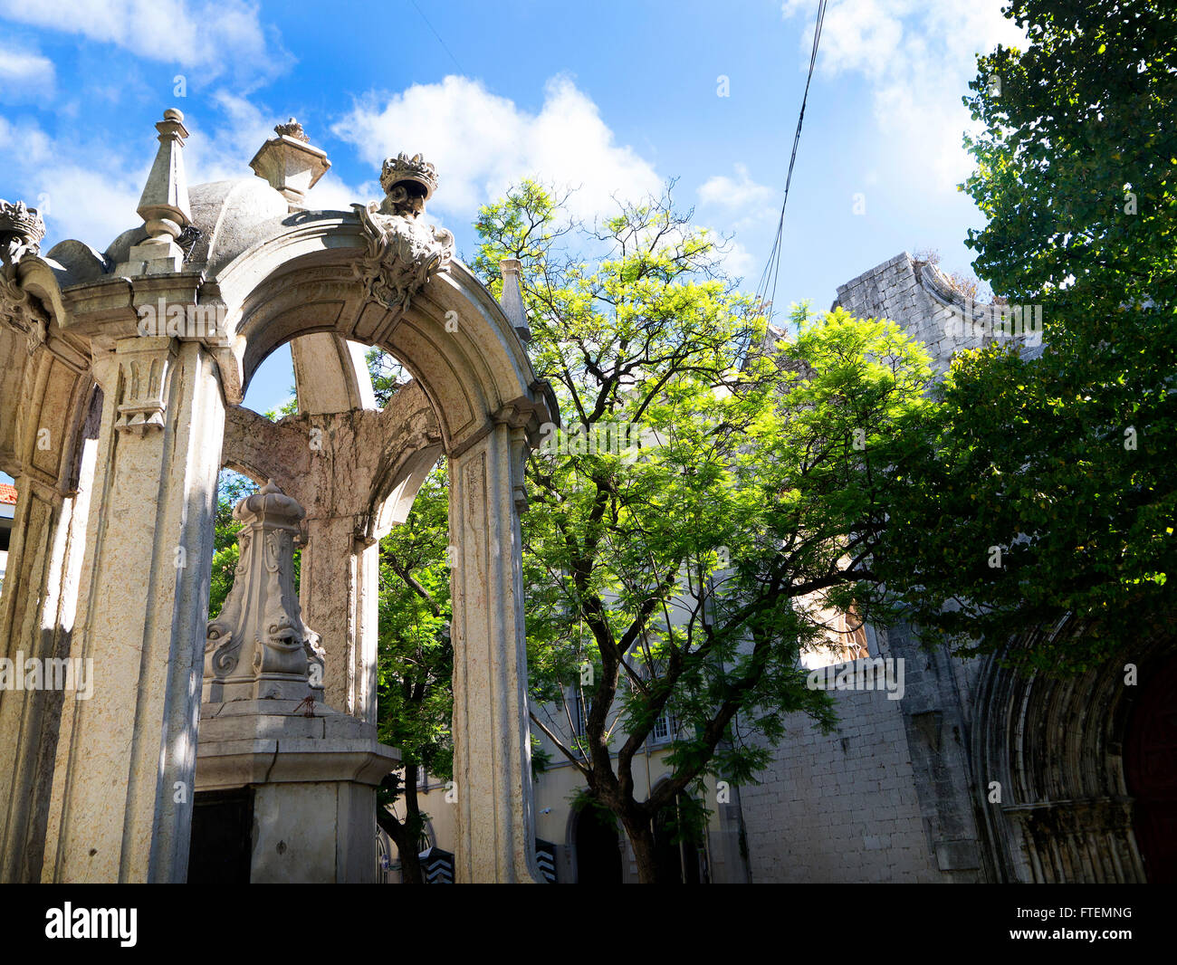 Water Fountain in the Carmo Square in Lisbon Capital city of Portugal ...