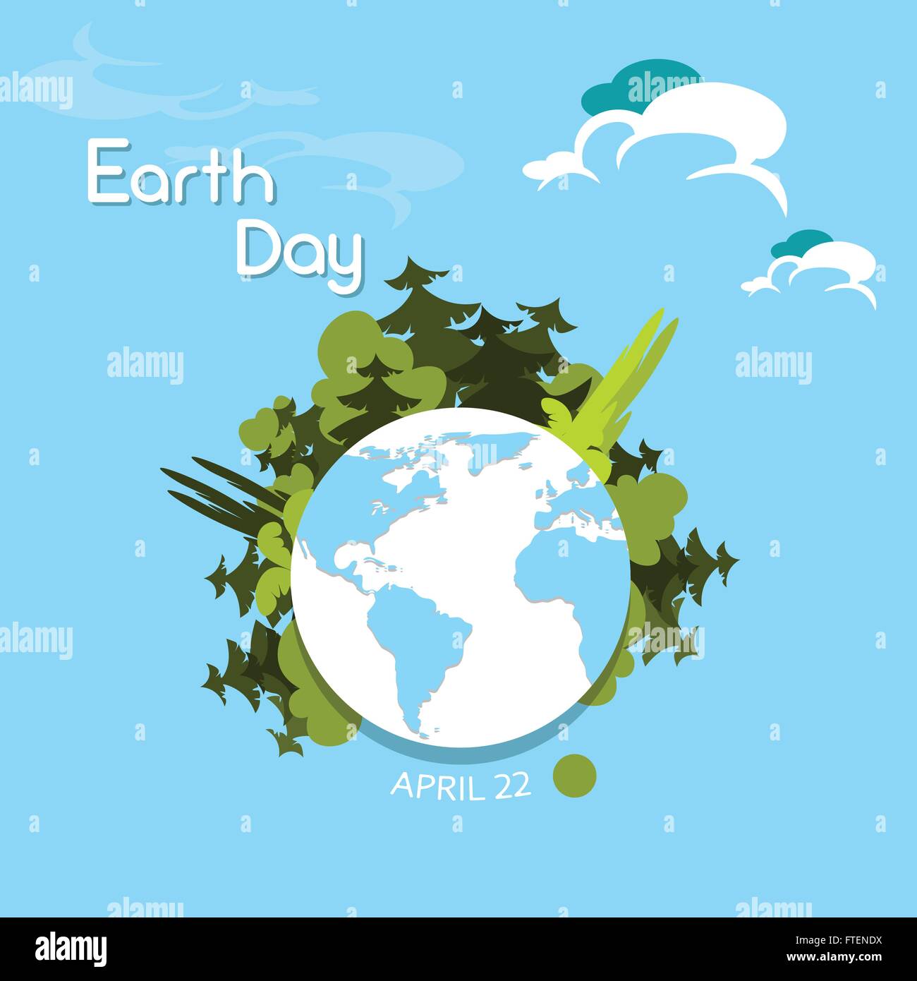Earth Day Green Trees Grow from Globe World Stock Vector Image & Art ...