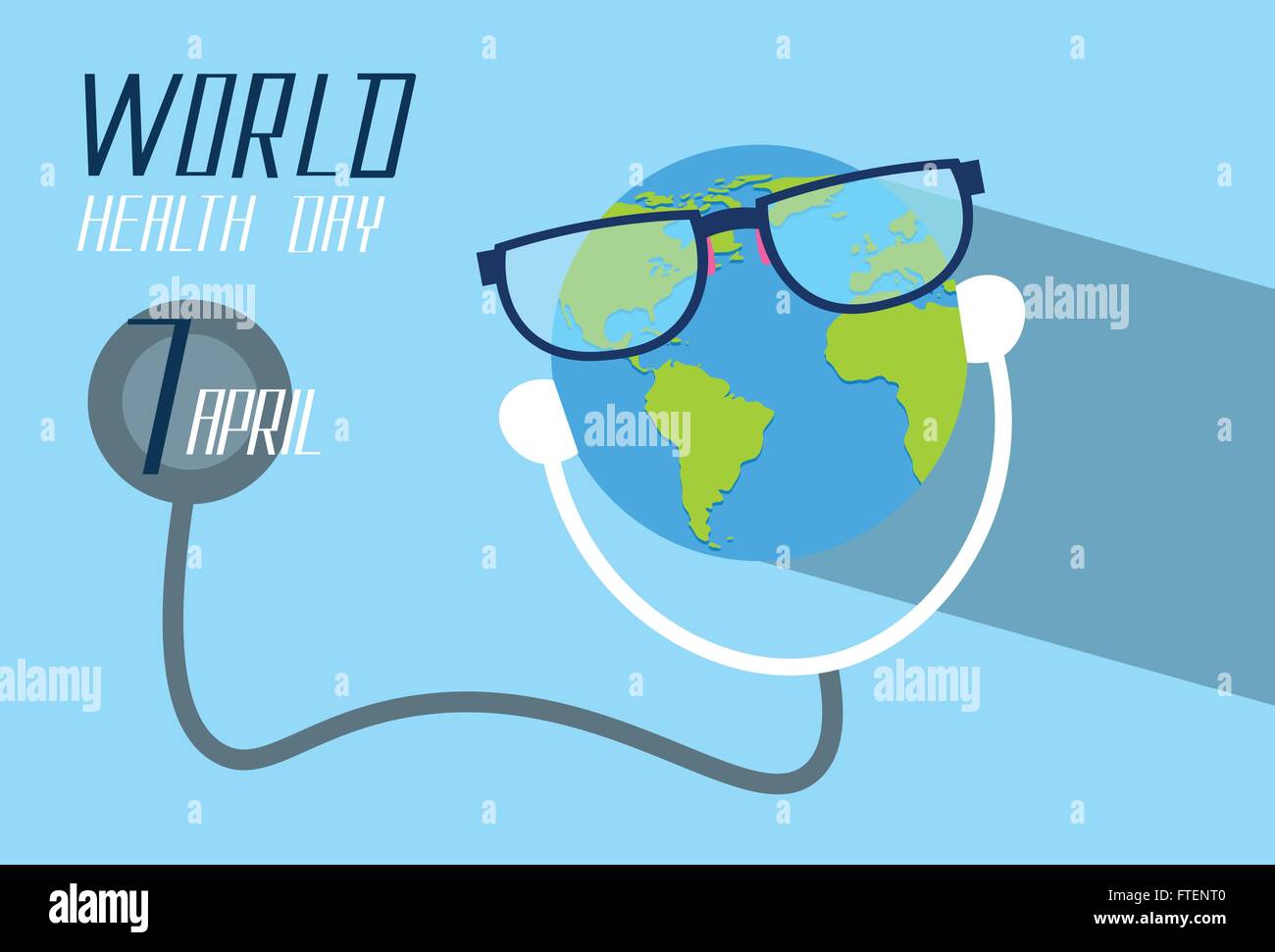 Earth Planet Wearing Glasses Stethoscope Health World Day Stock Vector ...