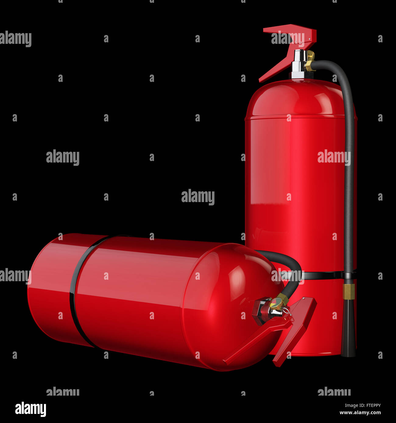 Fire extinguishers isolate on black background. 3D rendering Stock ...