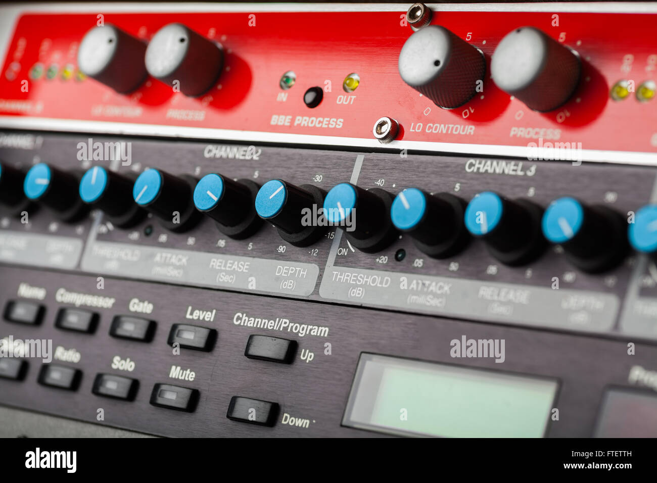 Color image of many buttons in a sound recording studio Stock Photo - Alamy