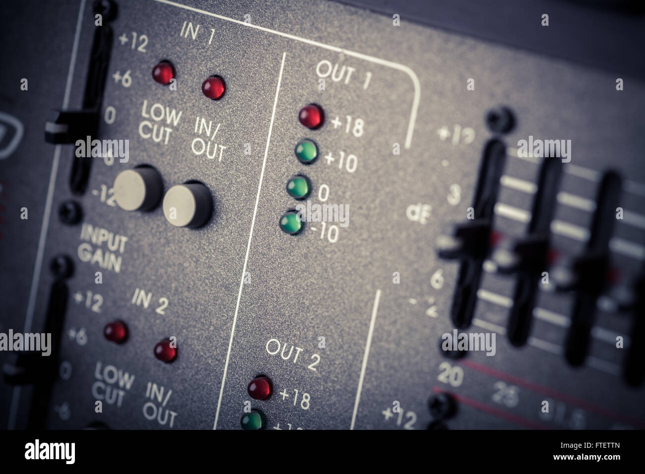 Color image of many buttons in a sound recording studio Stock Photo - Alamy