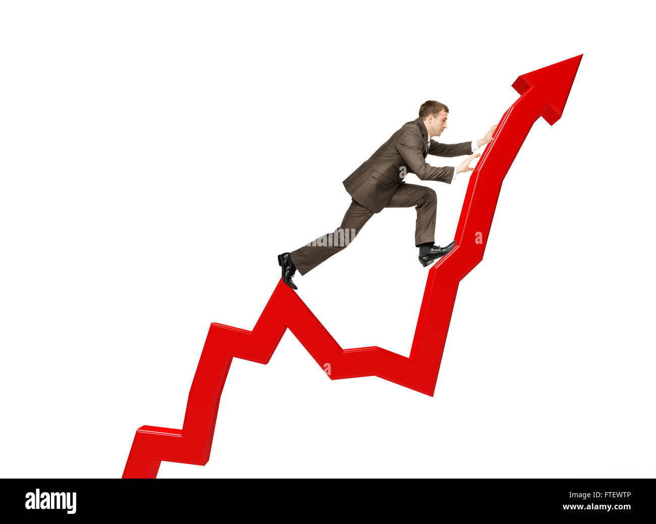 Businessman climbing red arrow Stock Photo - Alamy