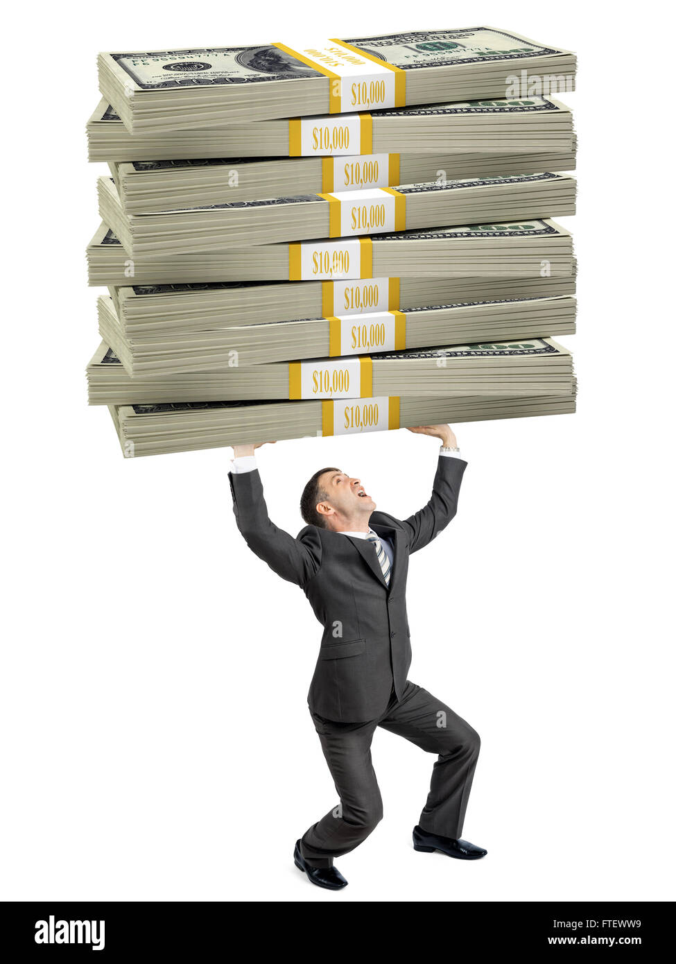 Businessman holding big cash Stock Photo - Alamy