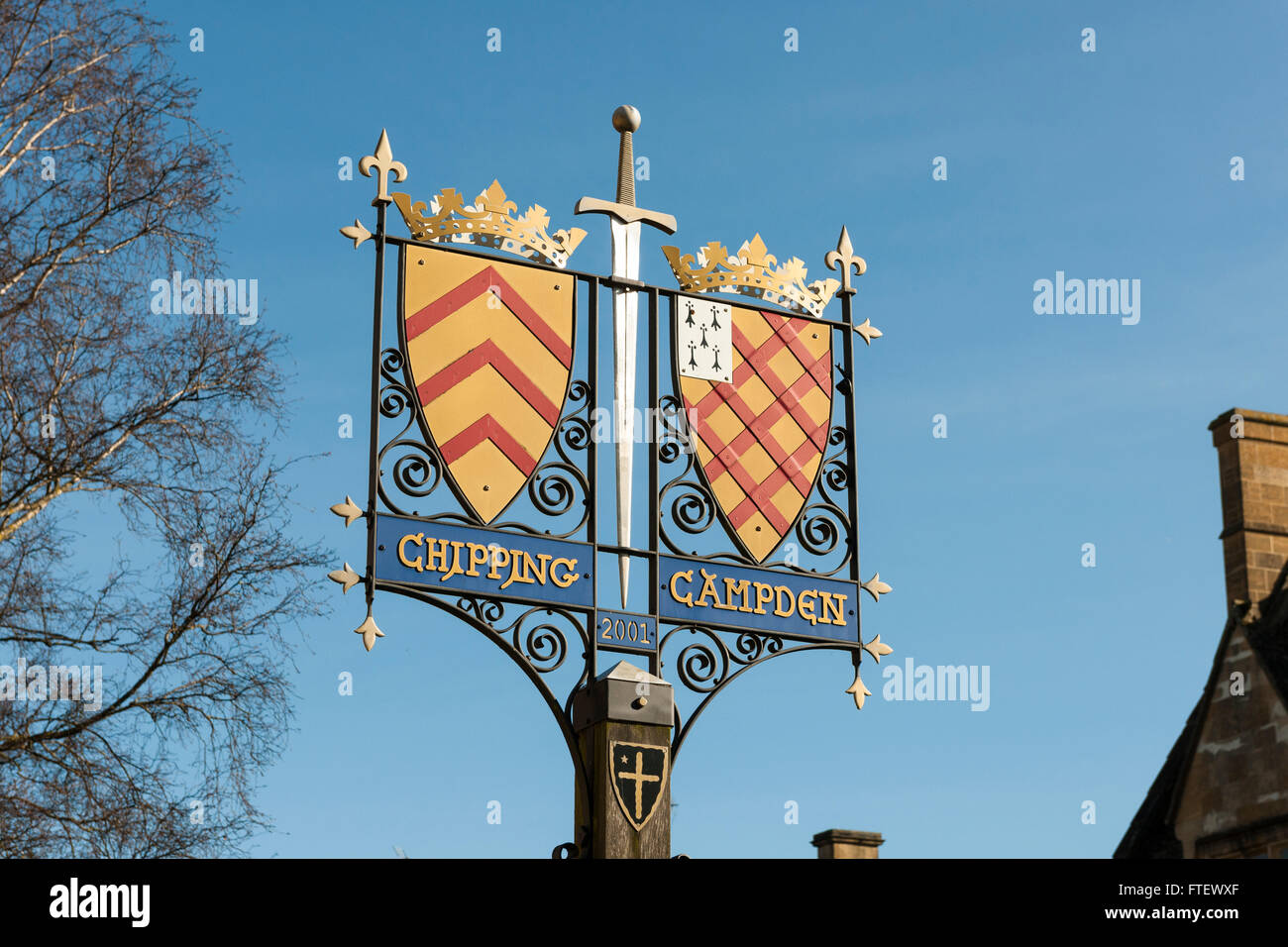 Chipping Campden town sign Stock Photo - Alamy