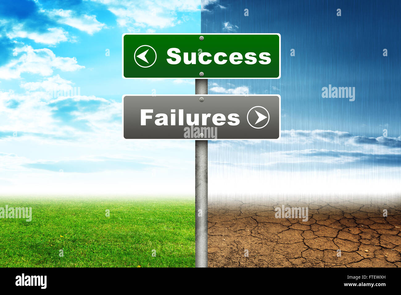 Road signs with different sides of nature Stock Photo - Alamy