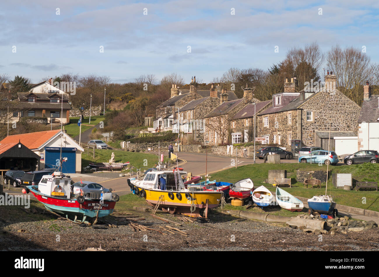 Boats in Craster harbour Northumberland, England, UK Stock Photo - Alamy