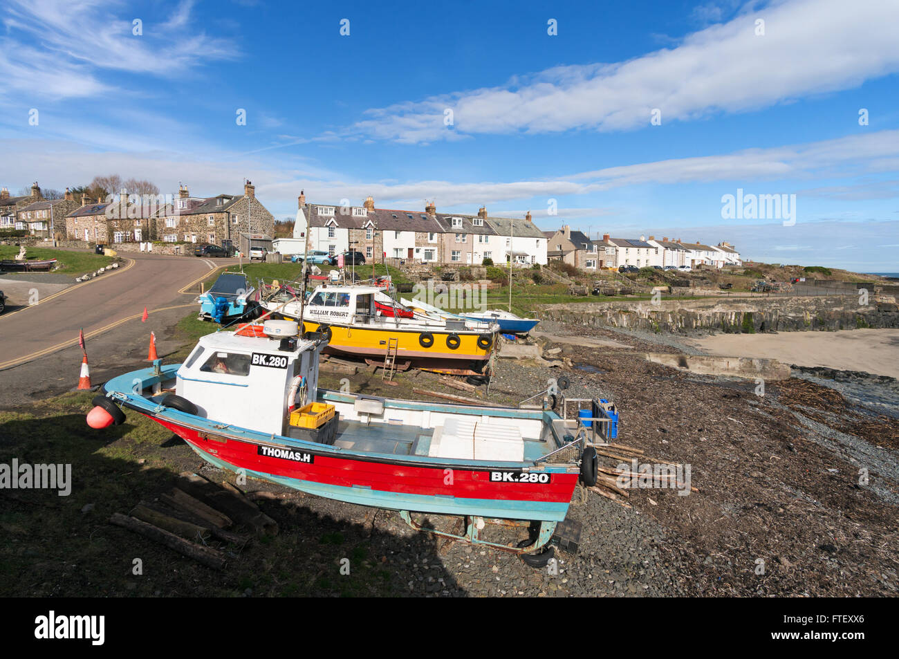 Boats in Craster harbour Northumberland, England, UK Stock Photo - Alamy