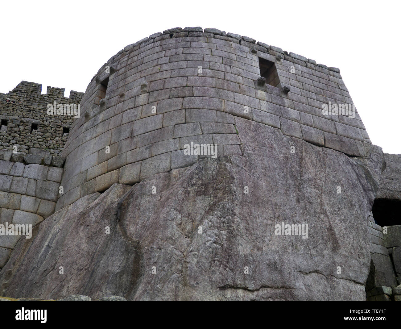 Exterior wall of Temple of the Sun Machu Picchu Peru Stock Photo - Alamy