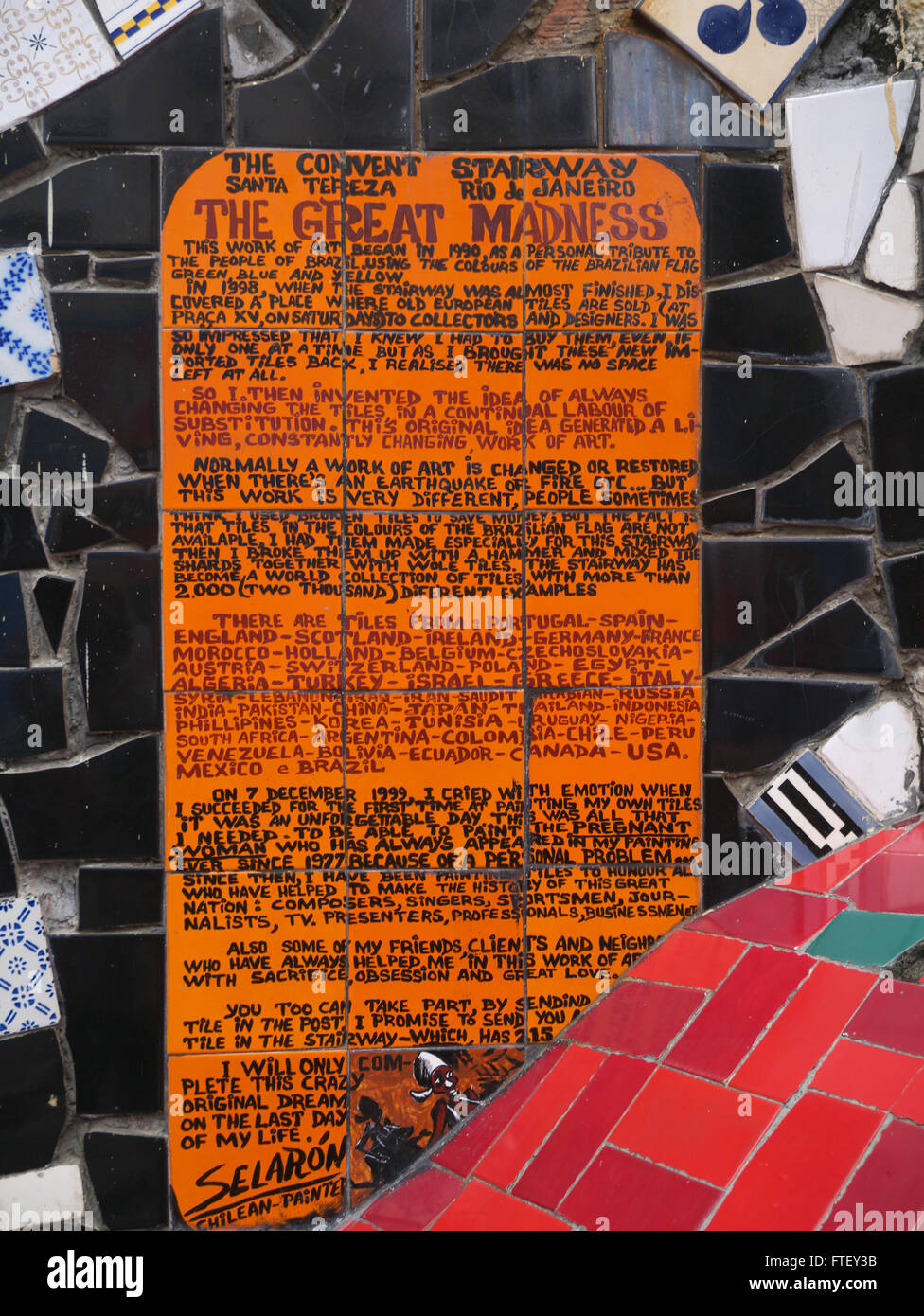 Escadaria Selaron steps work of Jorge Selaron Rio de Janeiro Stock ...