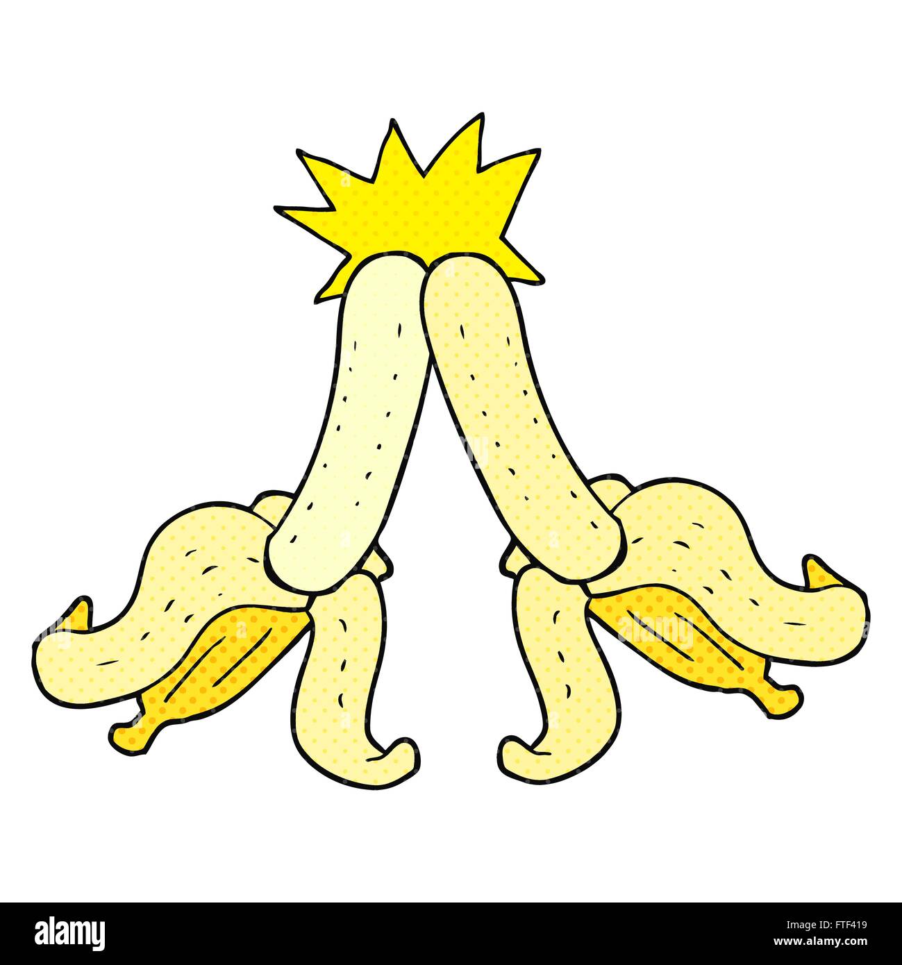 freehand drawn comic book style cartoon embarrassing magic banana touch ...