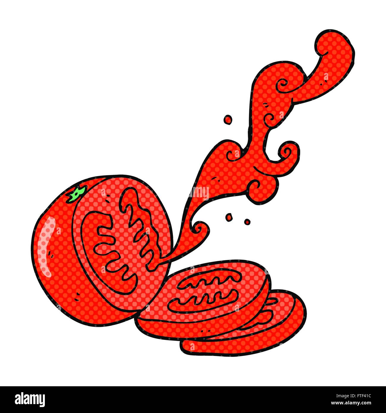 freehand drawn comic book style cartoon sliced tomato Stock Vector ...
