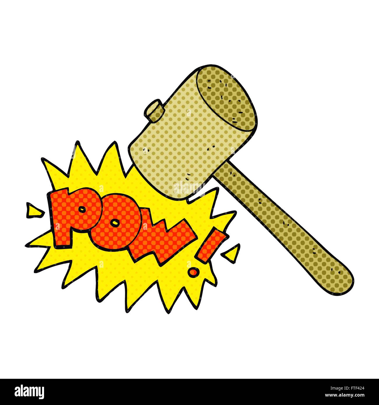 freehand drawn comic book style cartoon wooden mallet Stock Vector ...