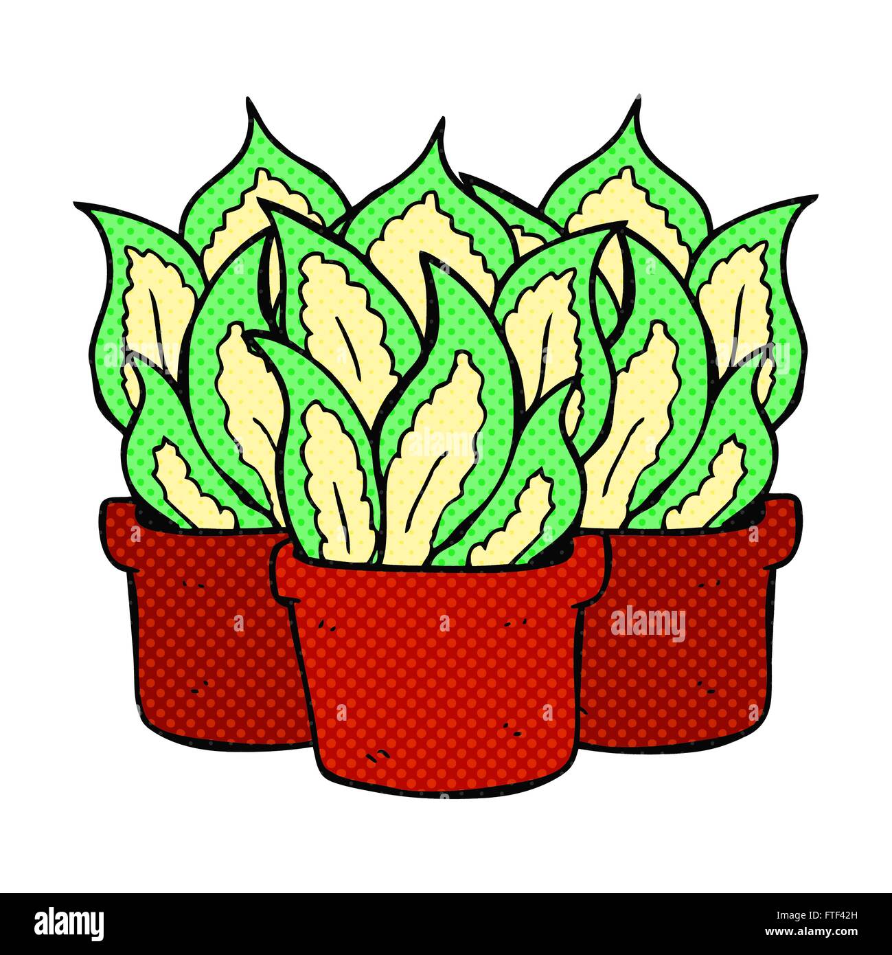 freehand drawn comic book style cartoon house plants Stock Vector Image ...