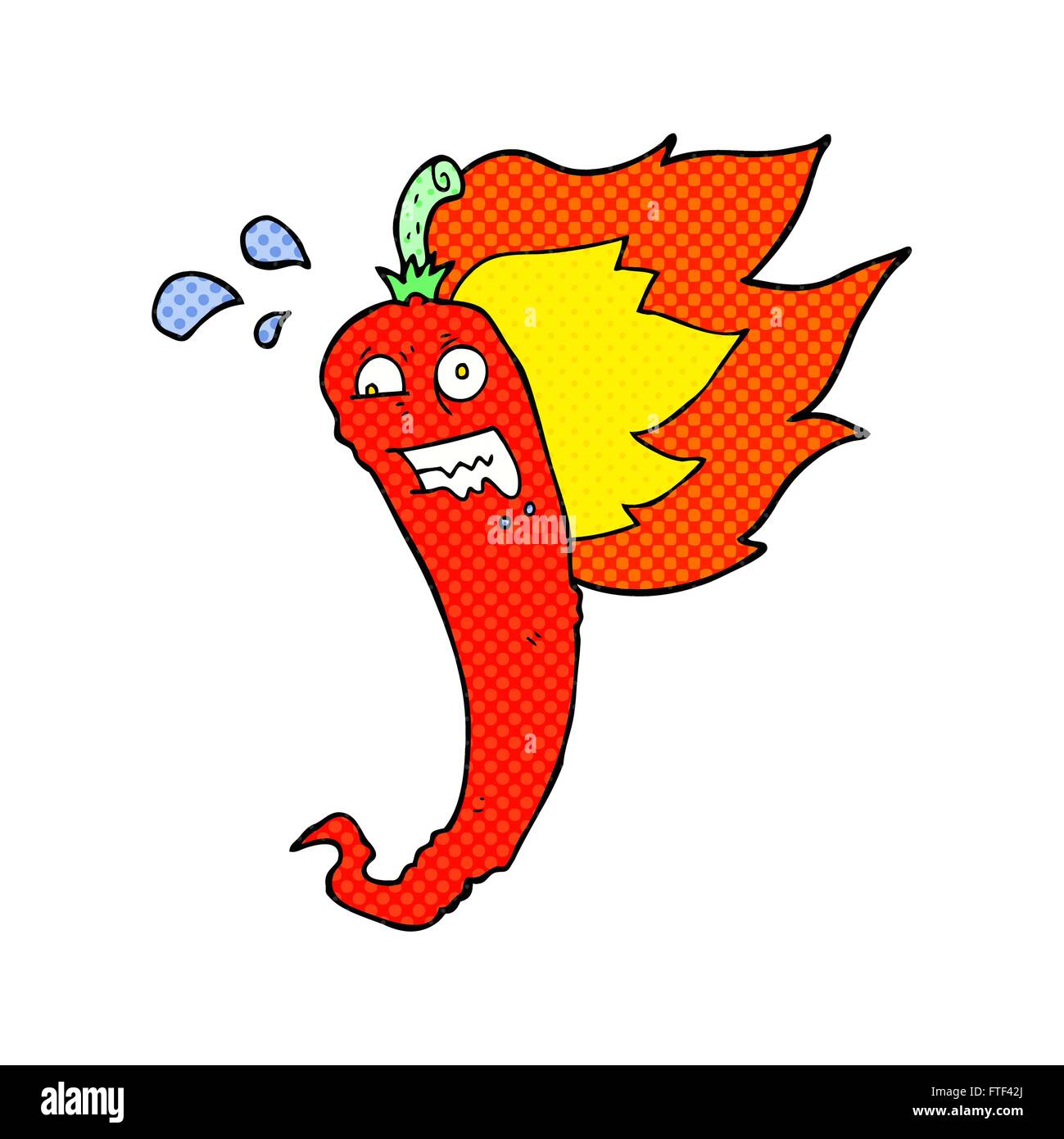 hot chilli pepper freehand drawn comic book style cartoon Stock Vector ...