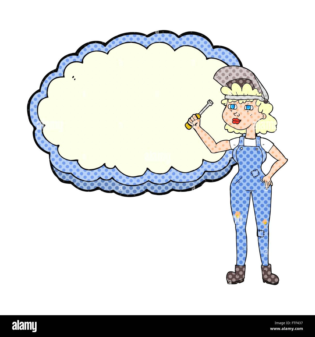 freehand drawn comic book style cartoon female mechanic Stock Vector ...