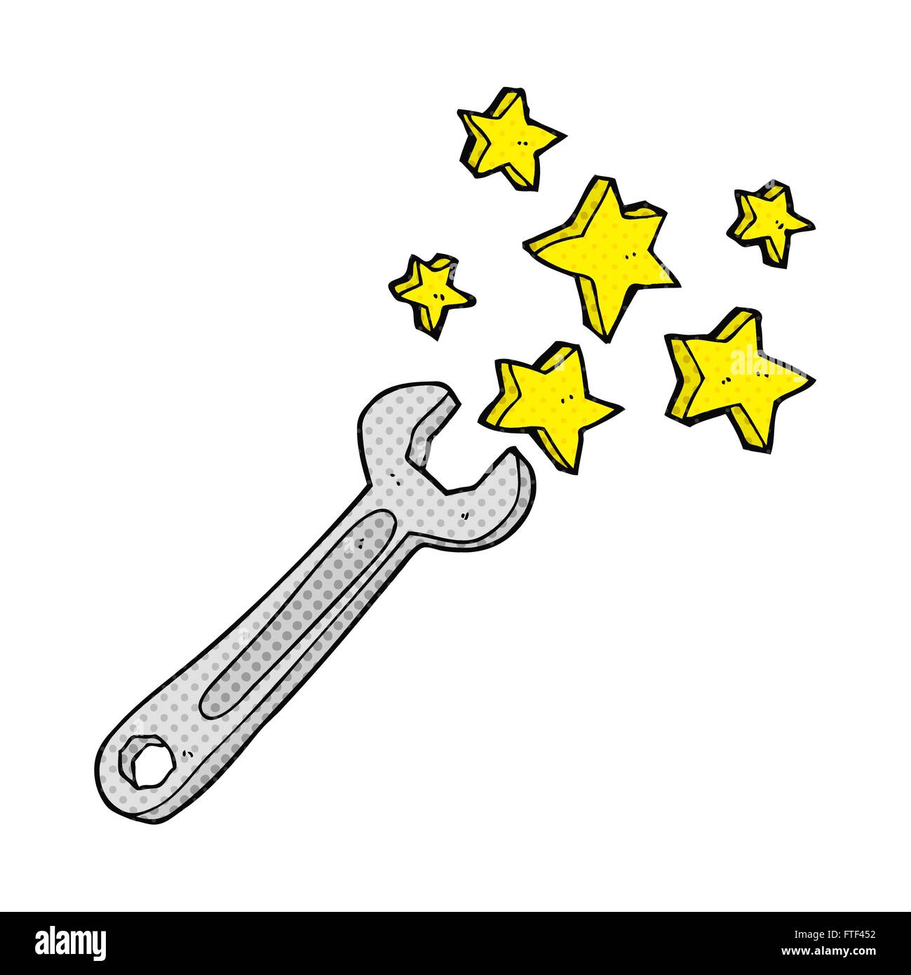 freehand drawn comic book style cartoon spanner Stock Vector Image ...